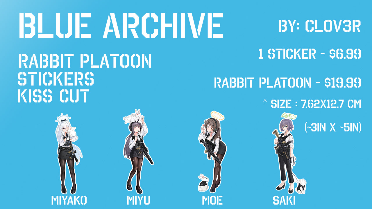 Clov3r - RABBIT Platoon Office Lady Blue Archive Stickers – FT MediaWorks