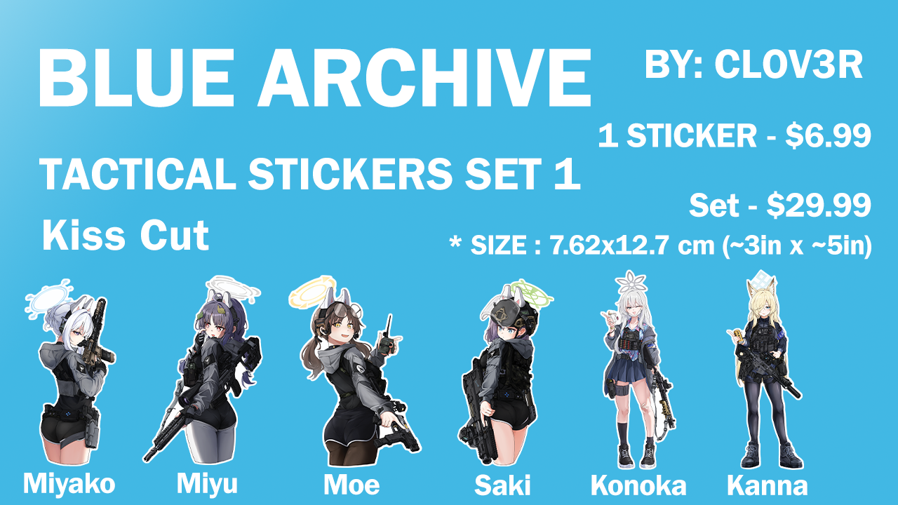 Clov3r - Blue Archive Tactical Stickers Set 1 – FT MediaWorks